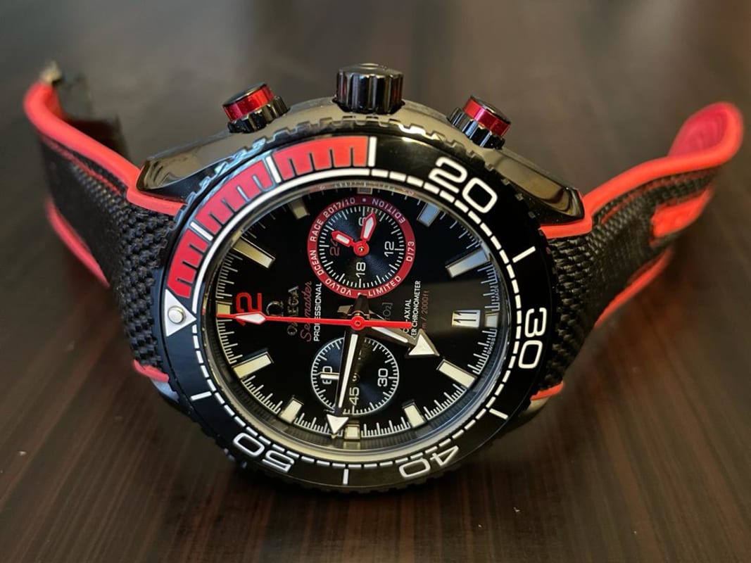 Omega Seamaster Planet Ocean Cronografo con pulsera de tela con caucho ...