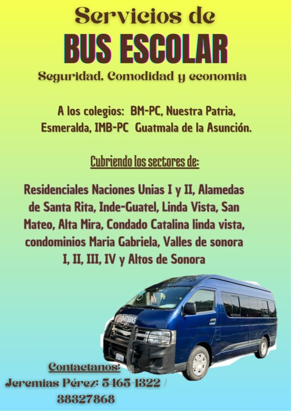 Servicio de Bus Escolar Villa Nueva - Guatemala | Villa Nueva