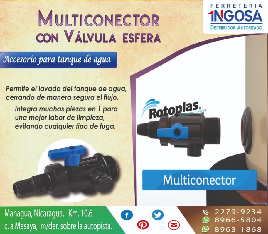 Multiconector para tanques de agua. | Ciudad Managua